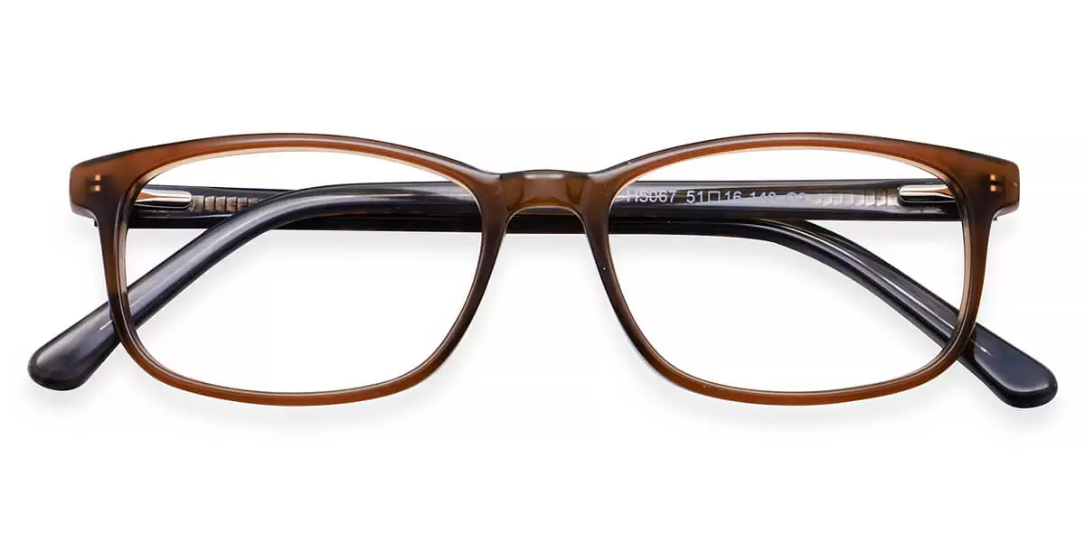 H5067 Rectangle Brown Eyeglasses Frames | Leoptique
