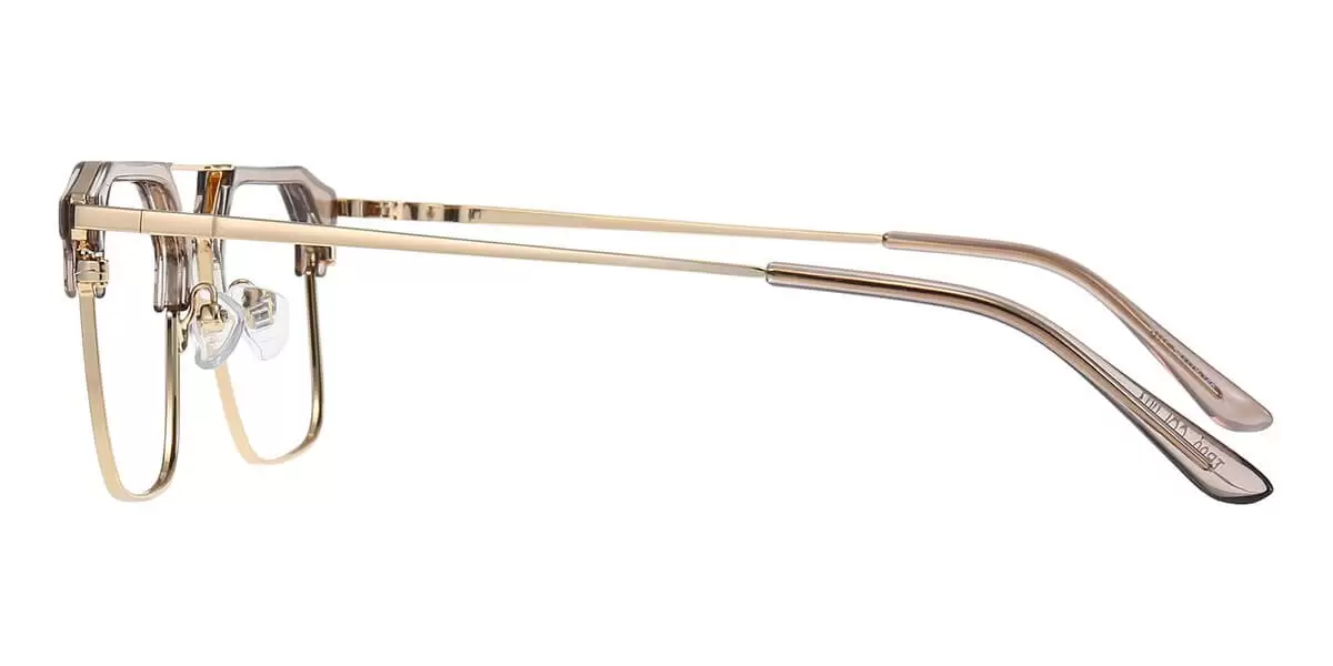 22093 Rectangle Aviator Geometric Brown Eyeglasses Frames | Leoptique