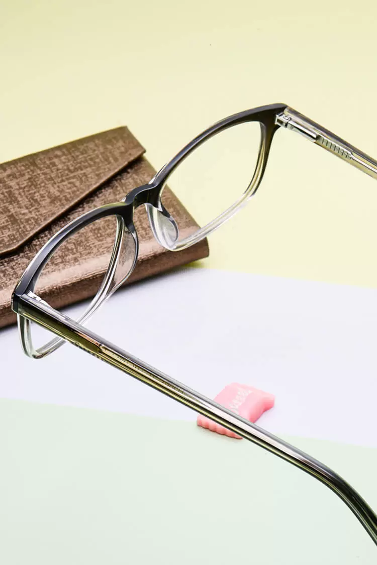 H5067 Rectangle Gray Eyeglasses Frames | Leoptique