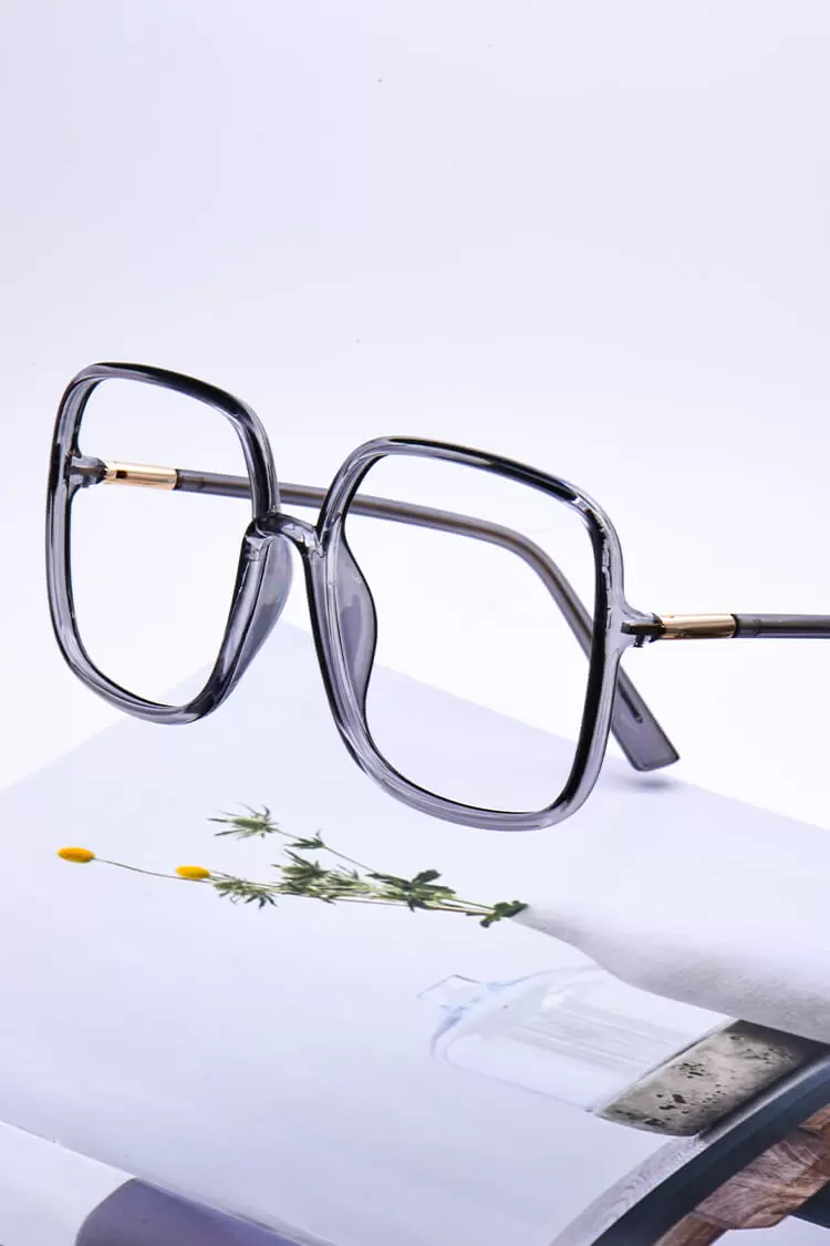 95614 Square Gray Eyeglasses Frames | Leoptique